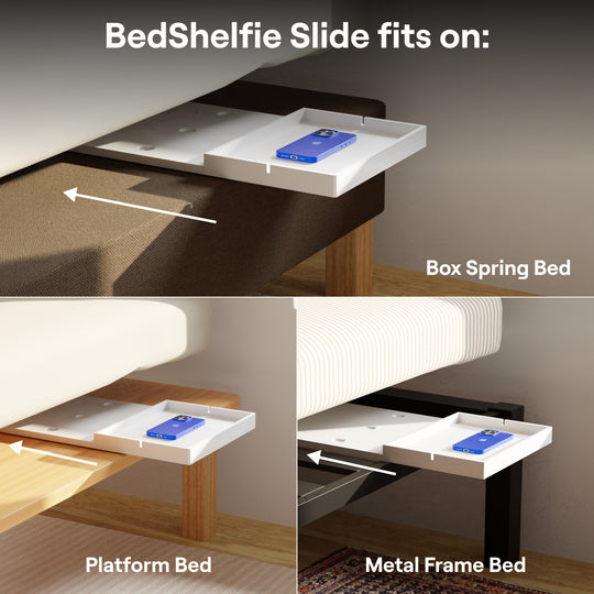 BedShelfie Bedside Shelf - Slide Under Mattres Tray Model