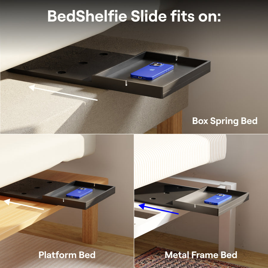 BedShelfie Bedside Shelf - Slide Under Mattres Tray Model