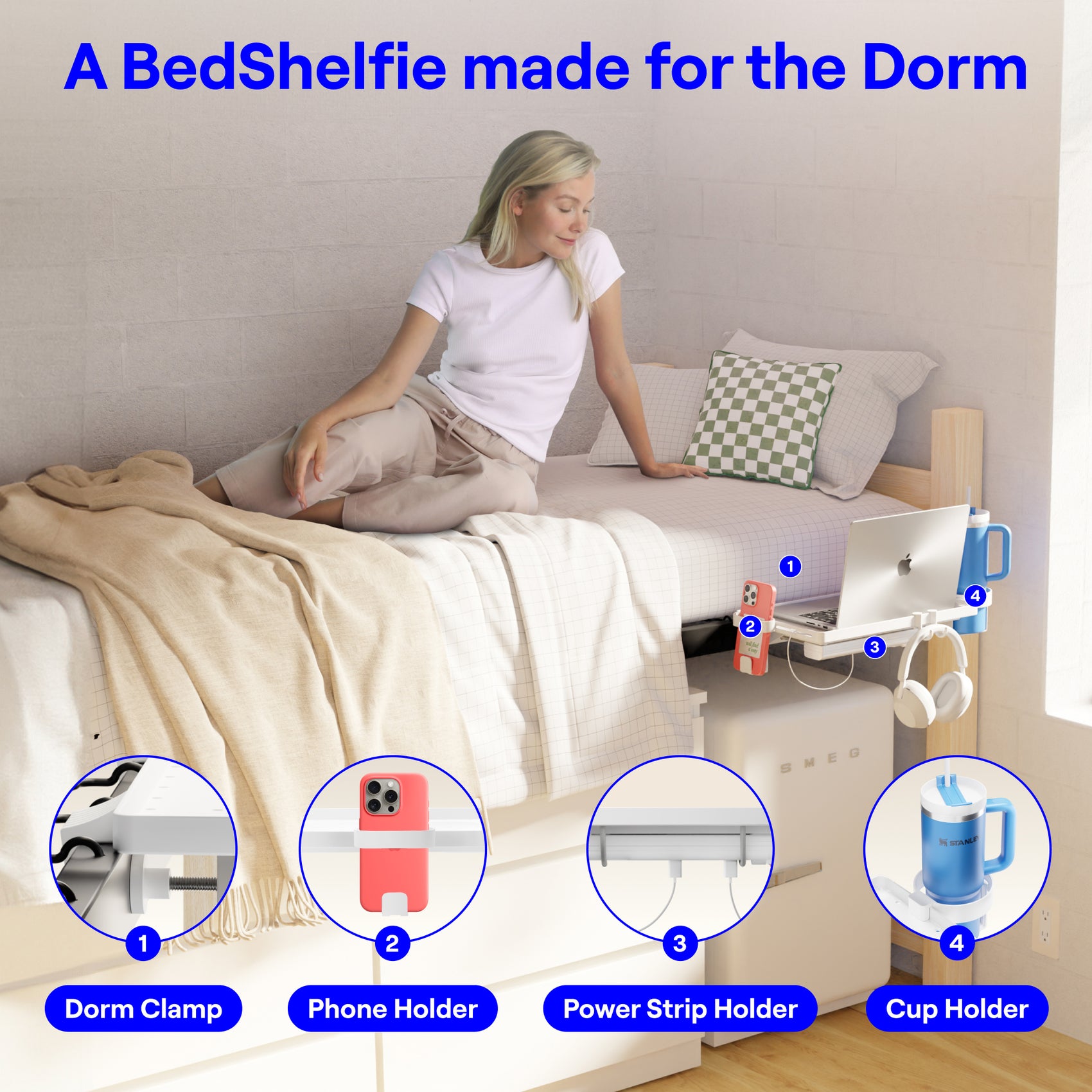 BedShelfie - Modern Bedside Shelf / a Space-Saving Floating Nightstand ...